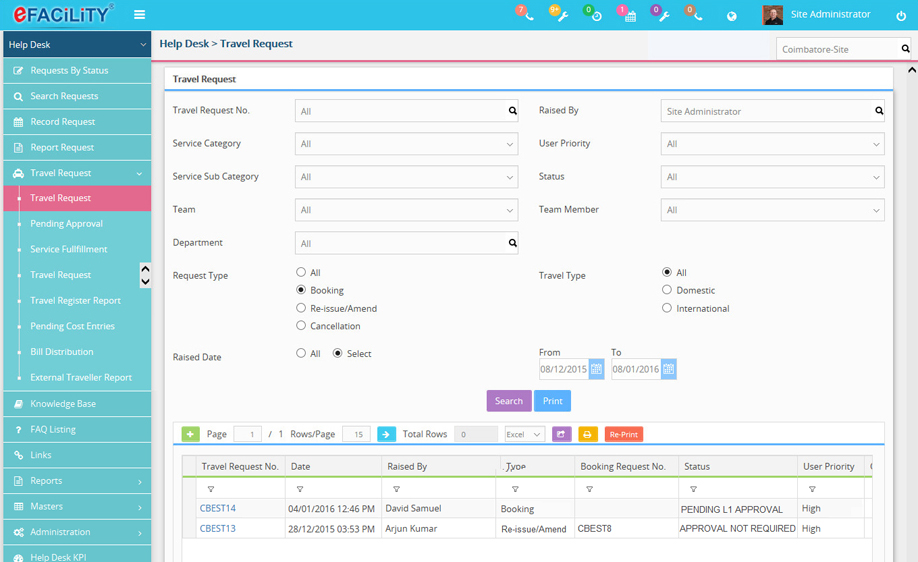 eFACiLiTY - Enterprise Facility Management Software